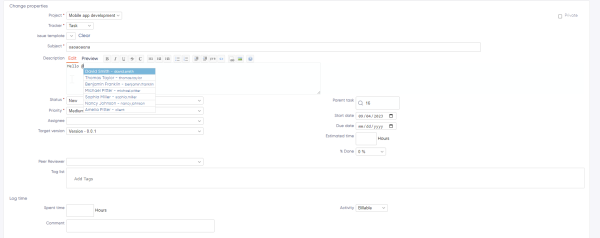 Mentions Redmine plugin - Developed by Redmineflux
